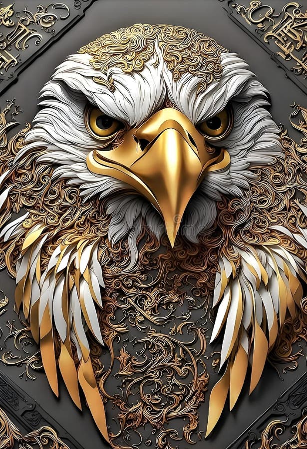 A Eagle that is Sitting on a Wall with Chains Around it Stock Image ...