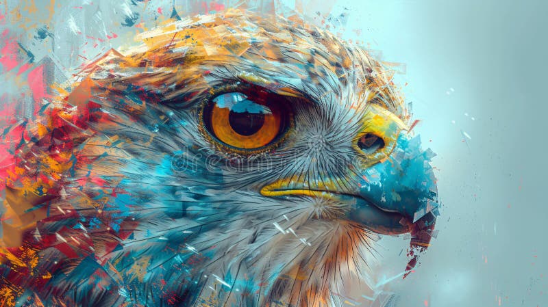 AI Generated Illustration of an Eagle with Yellow Blue Grey Colour ... AI Generated Illustration of an Eagle with Yellow Blue Grey Colour ...
