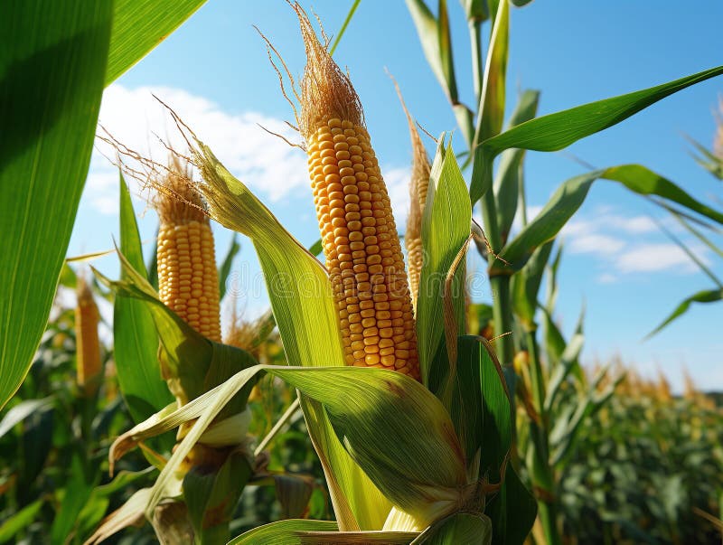 AI Generated Illustration of Ears of Corn Standing Tall on Their Stalks ...