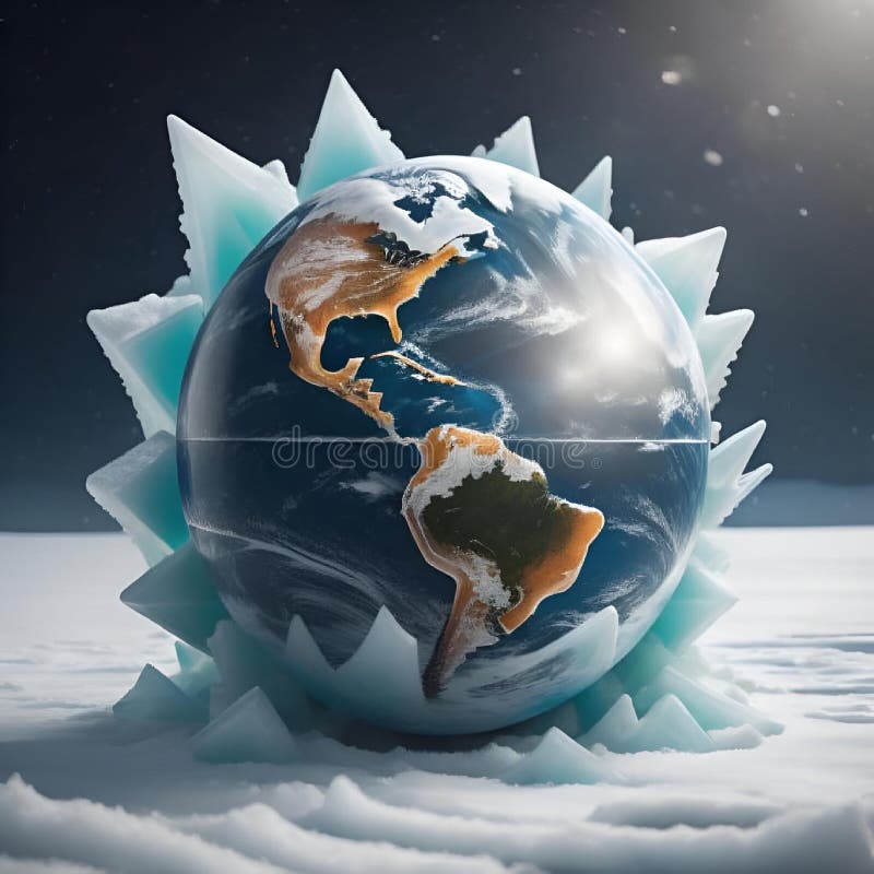 This is the Earth Inside of a Broken Container that Has Snow Stock ...