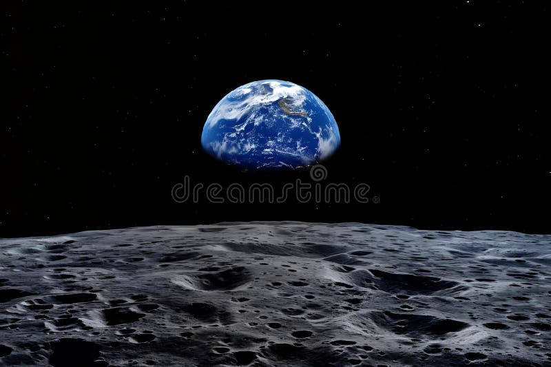 The Earth Seen from the Moon, and the Moon, Viewed through it Stock ...