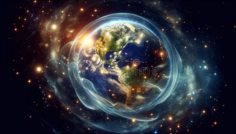 AI Generated Illustration of the Earth from Outer Space with a Blue ...