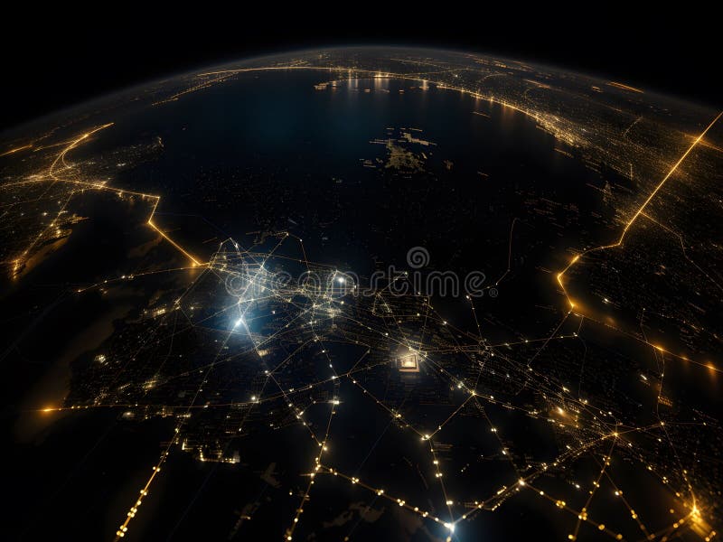 AI Generated Illustration of the Earth S Surface Featuring a Glowing ...