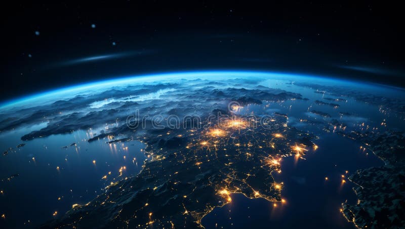 AI Generated Illustration of the Earth Seen from the Space with ...