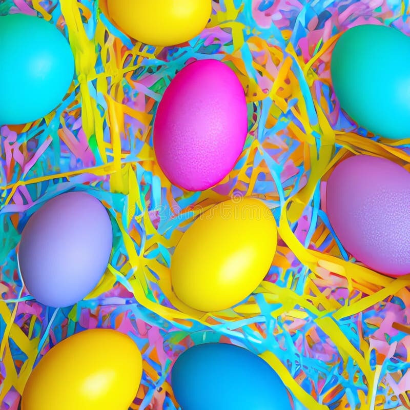 AI Generated Illustration with Easter Egg Symbols Stock Illustration - Illustration of basked ...
