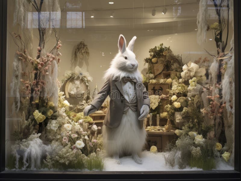 AI Generated Illustration of an Easter Rabbit in Costume on Display in ...