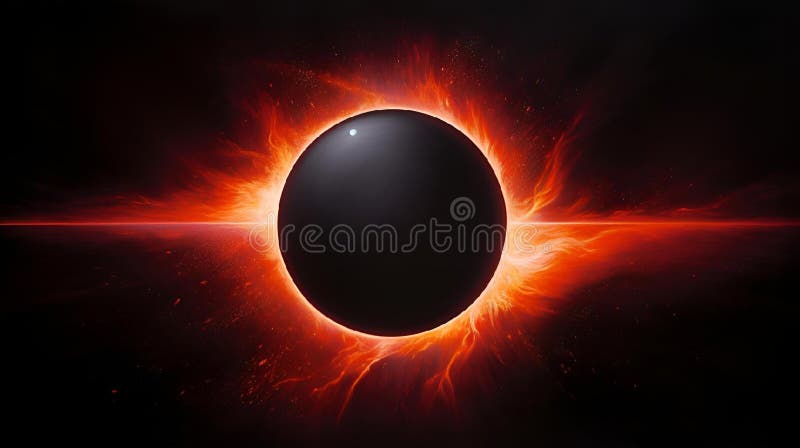 An Eclipse Seen through the Dark Sky with Bright Orange Light Stock ...