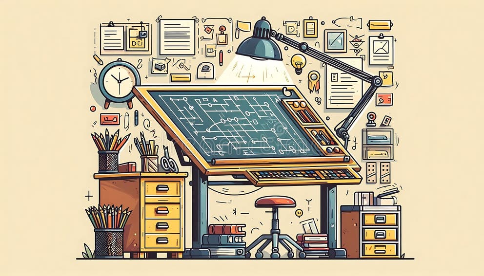 AI-Generated Illustration of Educational Drafting Desk Stock ...