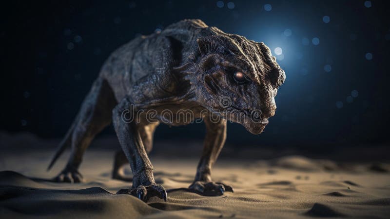 AI Generated Illustration of an Eerie Unusual-looking Dinosaur Peering ...