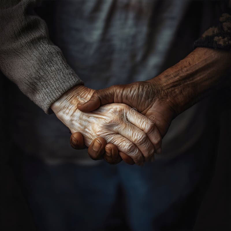 AI-generated Illustration of Elderly Hands Being Held by Younger Hands ...
