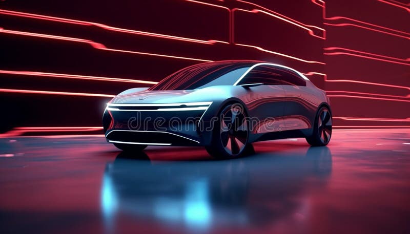 AI-generated Illustration of an Electric Concept Car, Illuminated by a ...