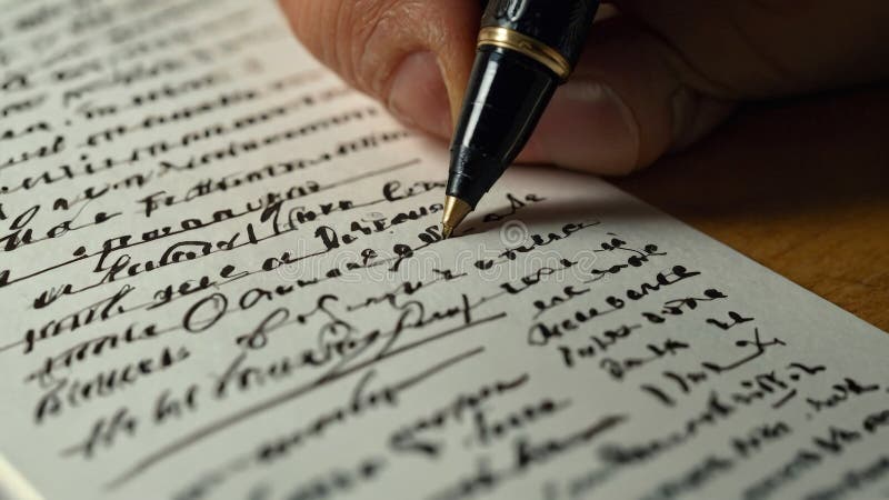 AI Generated Illustration of an Elegant Cursive Script on Paper Stock ...