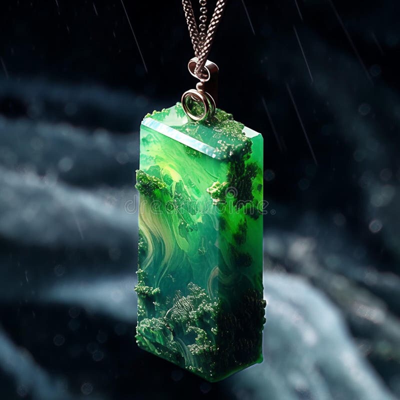 AI Generated Illustration of an Elegant Emerald-colored Necklace with ...