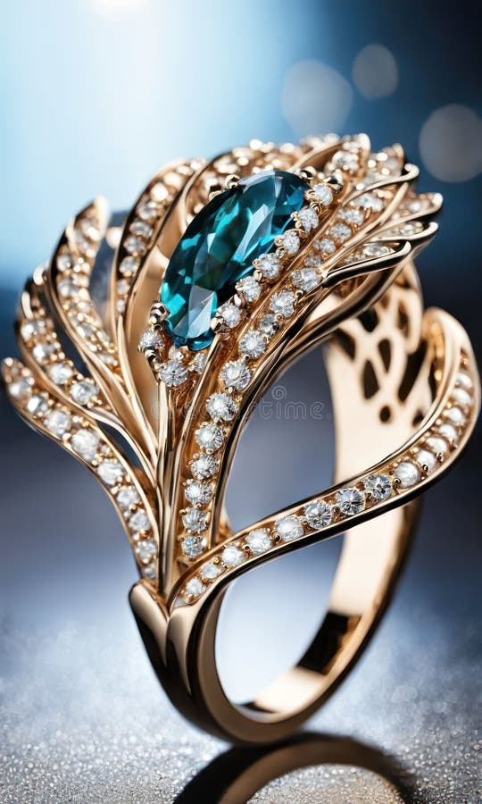 AI Generated Illustration of an Elegant Ring Featuring a Blue Gemstone ...