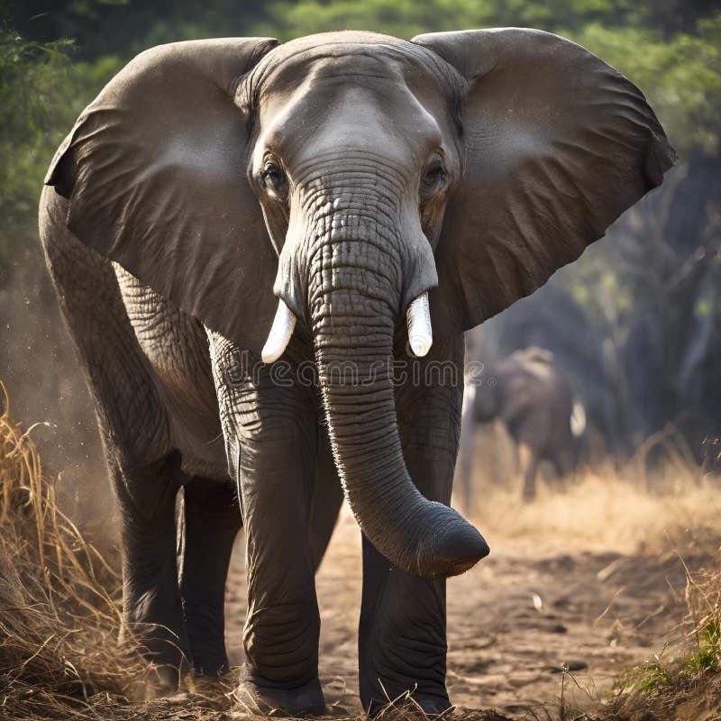 AI Generated Illustration of an Elephant Approaching the Camera in the ...