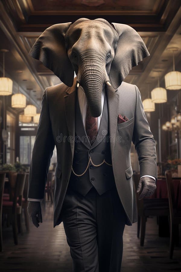 AI Generated Illustration of an Elephant in a Classic Suit Stock ...