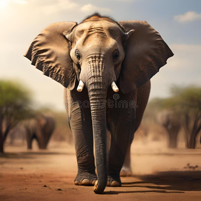 AI Generated Illustration of an Elephant Strolling Amidst Trees and ...