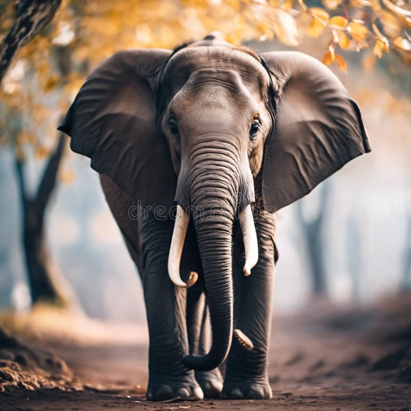 AI-generated Illustration of an Elephant Walking through a Sunlit ...