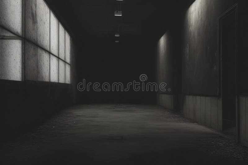 AI-generated Illustration of an Empty Dark Room Stock Illustration ...