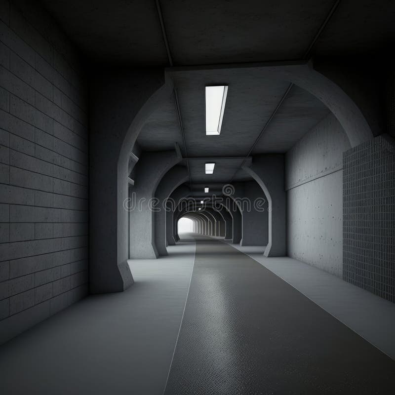 AI Generated Illustration of an Empty Hallway in a Train Station in ...
