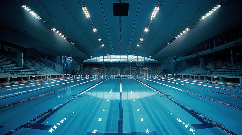 AI-generated Illustration of an Empty Indoor Olympic-sized Swimming ...