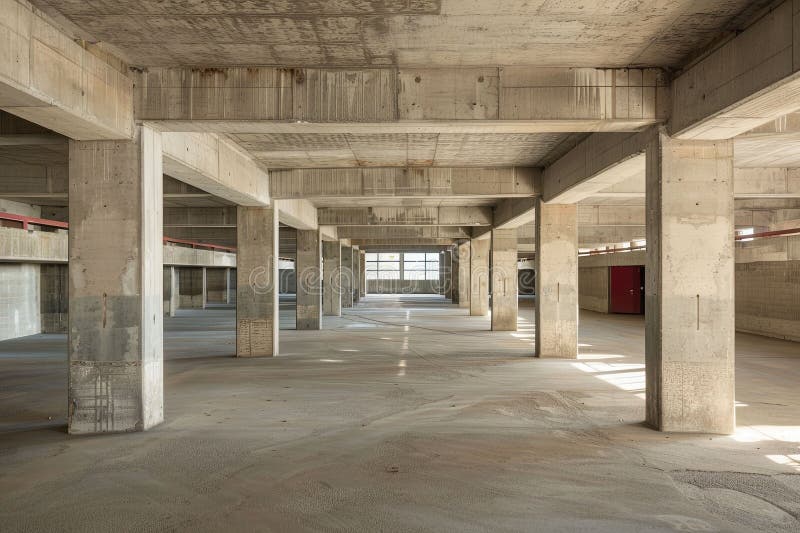 AI-generated Illustration of an Empty Industrial Concrete Building with ...