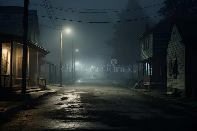 AI-generated Illustration of an Empty Nighttime Street Illuminated with ...