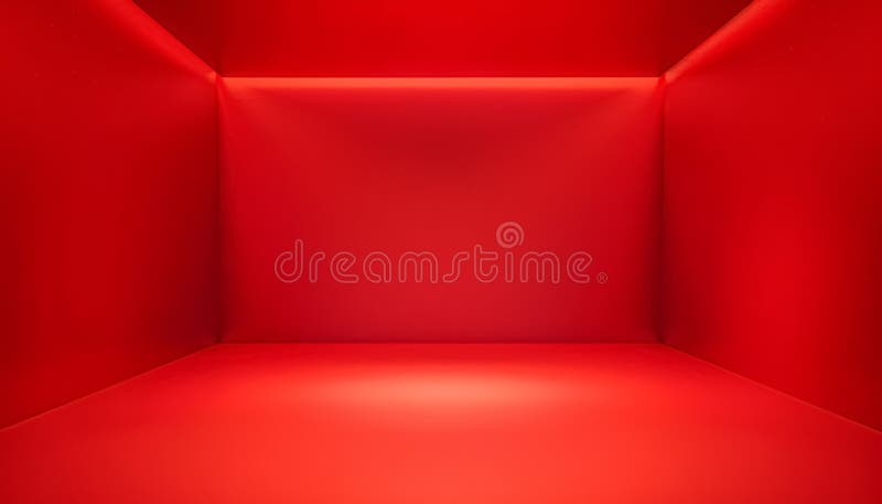 AI Generated Illustration of an Empty Red Room with a Glowing Light on ...