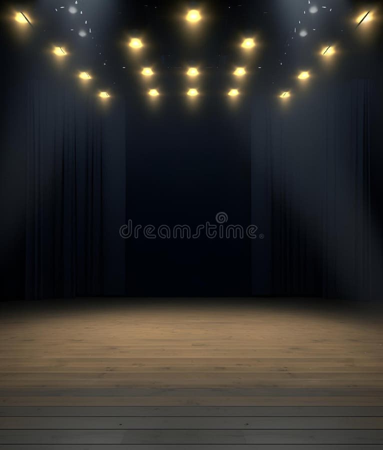 AI Generated Illustration of an Empty Theatre Stage with Bright ...