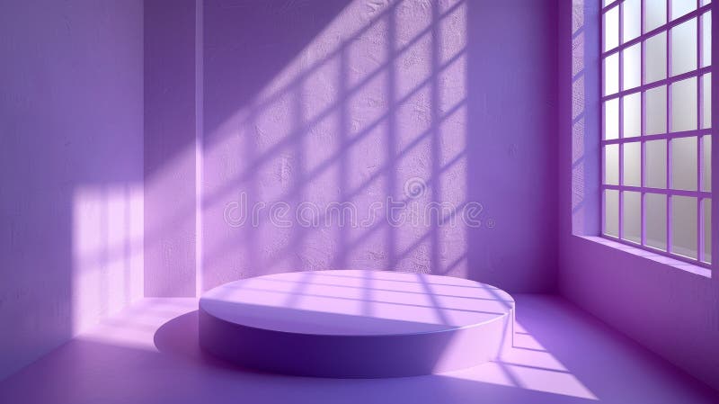 A Room with an Empty White Round Platform Sitting in the Middle Stock ...