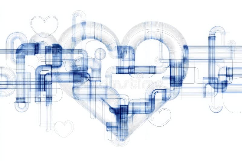 Engineering Inspired Blueprint Style Illustration of Interconnected ...