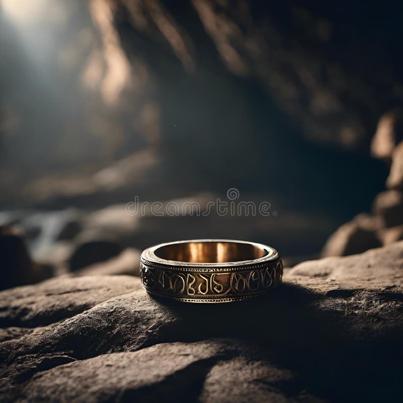 AI-generated Illustration of an Engraved Ring on a Rock Surface Stock ...