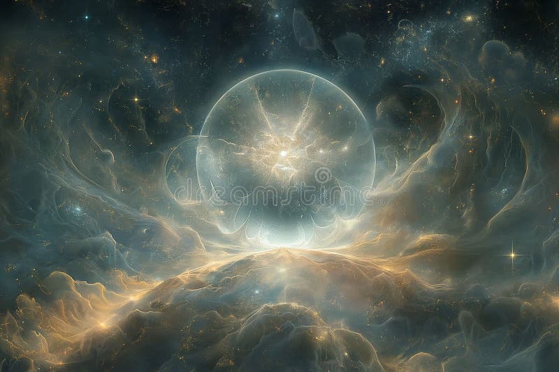 AI Generated Illustration of an Ethereal Cosmic Scene with Glowing ...