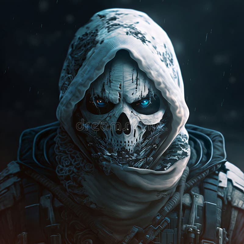 AI Generated Illustration of an Evil Ninja with a Skull Mask and ...