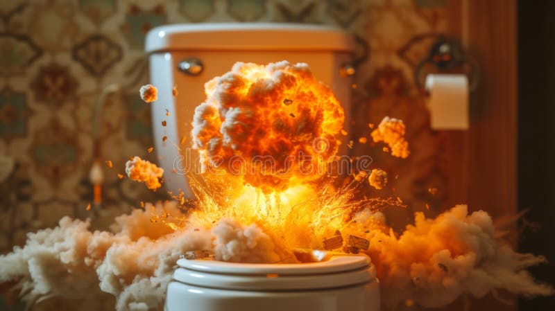 AI Generated Illustration of an Explosion in the Bathroom on a Toilet ...