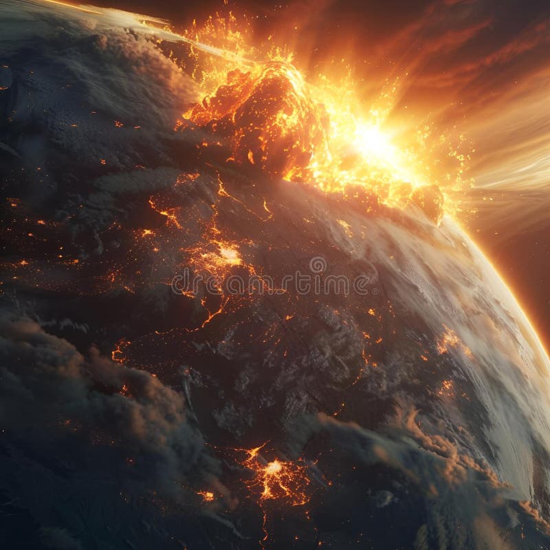 AI Generated Illustration of the Explosion of the Earth Stock ...