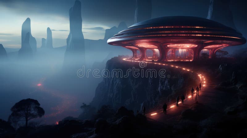 AI Generated Illustration of an Extraterrestrial Landscape with an ...