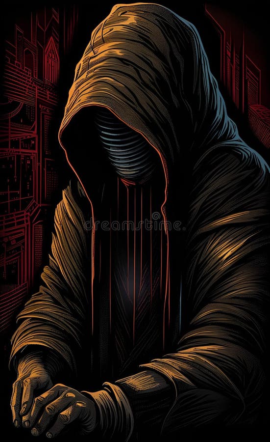 AI Generated Illustration of a Faceless Hacker with an Hood and a ...