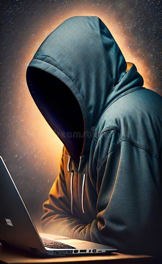 Faceless Hacker Standing in a Dark Server Room.AI Generated Stock ...