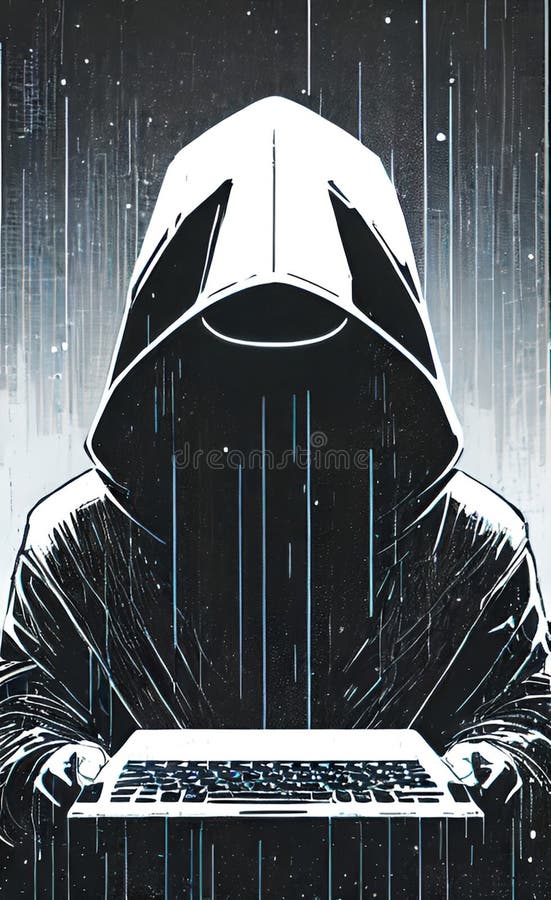 Faceless Hacker Standing in a Dark Server Room.AI Generated Stock ...