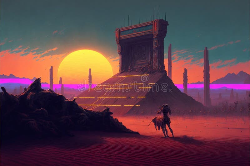 AI Generated Illustration of Fantasy Army Standing in Front of Building ...