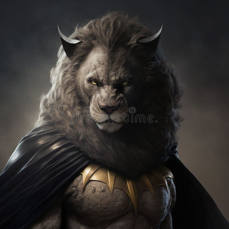 AI Generated Illustration of a Fantasy Lion Wearing a Suit of Armor and ...