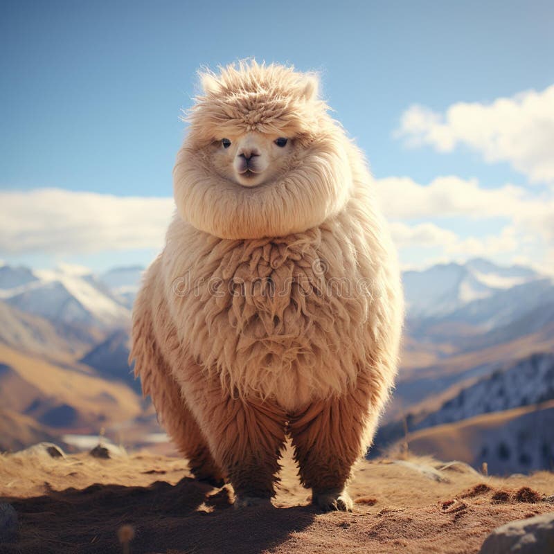 AI Generated Illustration of a Fat Alpaca on a Hill Stock Illustration ...