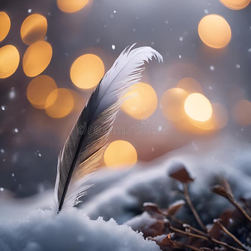 AI Generated Illustration of a Feather Resting on Freshly Fallen Snow ...