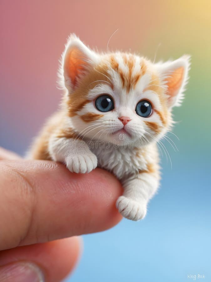 Tiny Micro Kitten with Funny Features, Meme-ready, Kitten on Finger ...