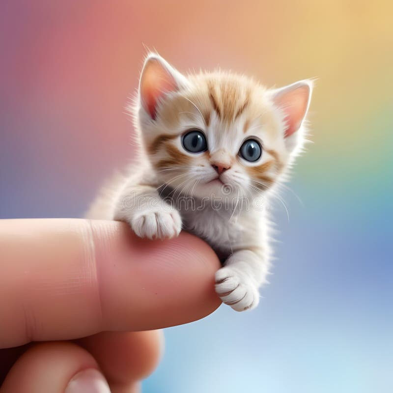 Small and Amusing Kitten, Meme-friendly Content, Kitten on Finger Stock ...