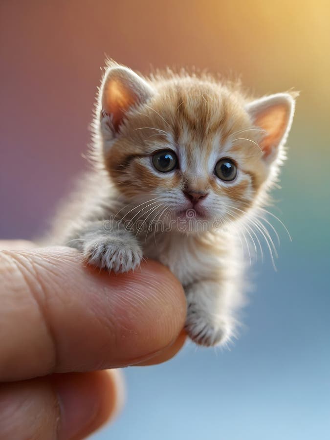 Tiny Kitten with Comical Features, Great for Memes, Kitten on Finger ...