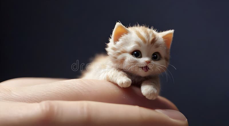 Tiny Kitten with Amusing Face, Ideal for Memes, Cat on Finger Stock ...