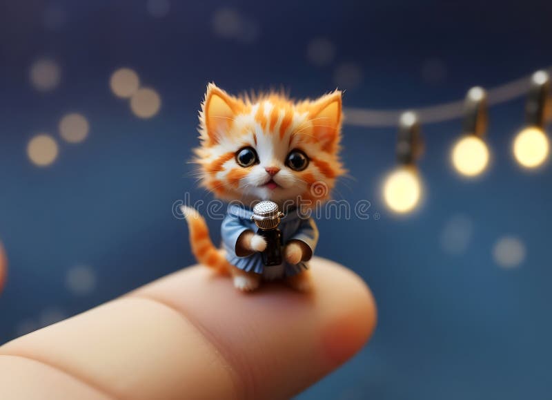 Tiny Micro Kitten with Comical Features, Meme Content, Kitten on Finger ...
