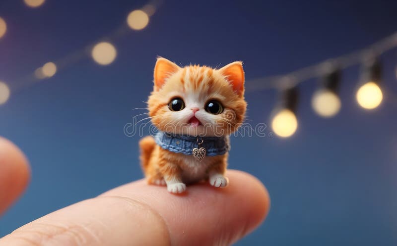 Small Kitten with Funny Face, Meme-friendly, Cat on Finger Stock ...